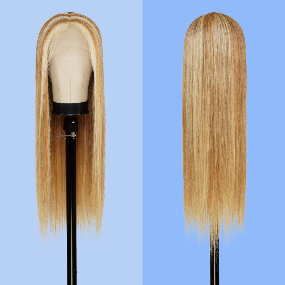 UpScale 100% Virgin Human Hair T Part Fancy Color Lace Wig 27/613 Hone