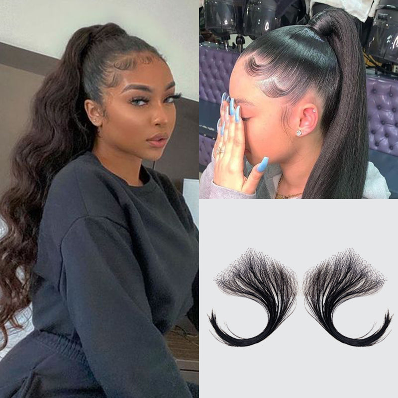 Celebrity 100% Human Hair HD Lace Reusable Fake Baby Hair Edge 2pcs V-